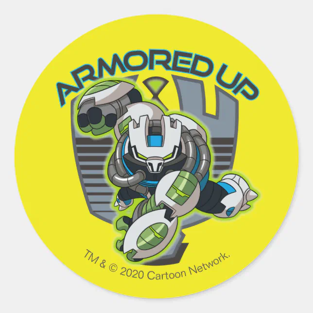 Armoured Up - Omni-Kix Slapback Classic Round Sticker | Zazzle