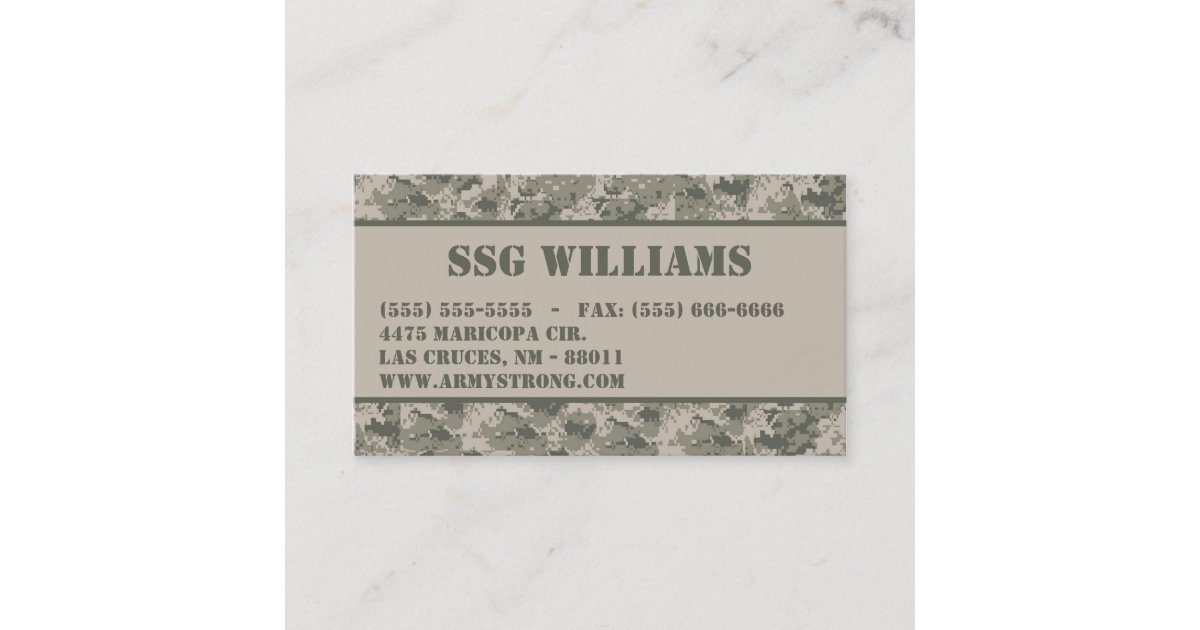 ARMY ACU Camoflauge Digital Camo Business Card | Zazzle