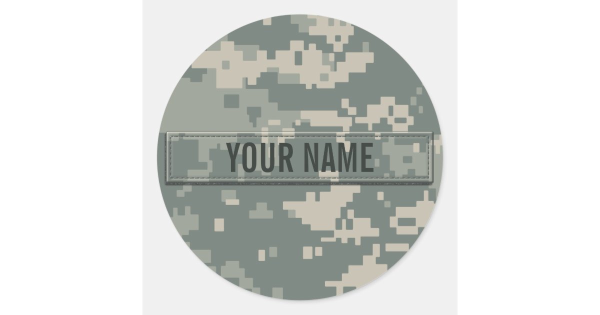 Army ACU Camouflage Customisable Classic Round Sticker | Zazzle