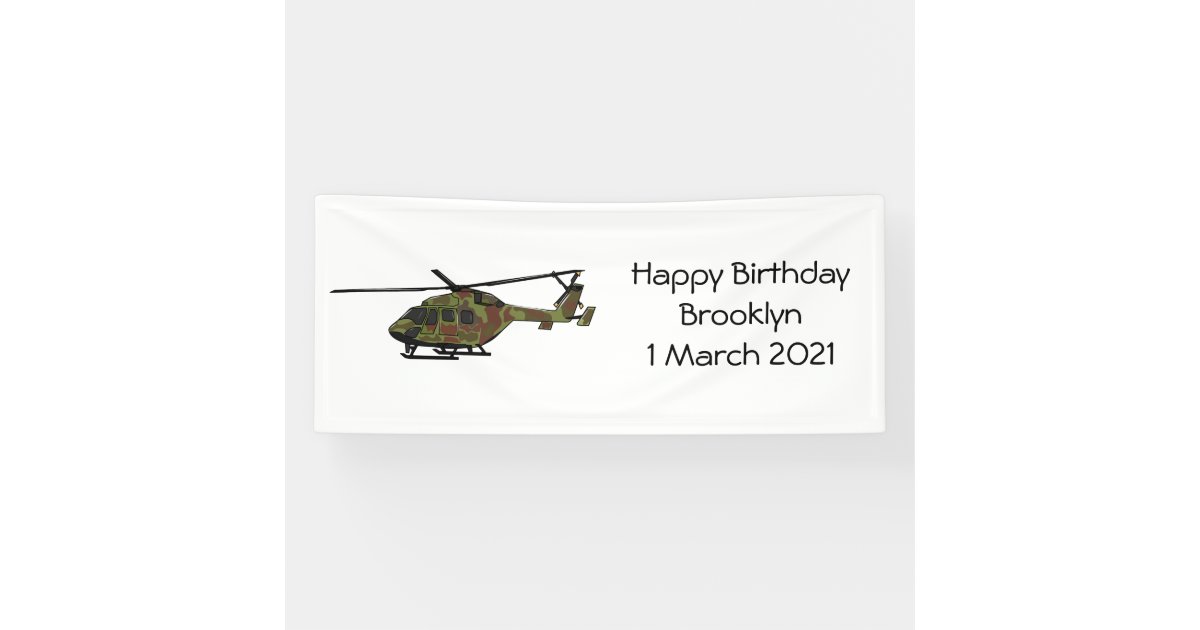 Army helicopter cartoon illustration banner | Zazzle