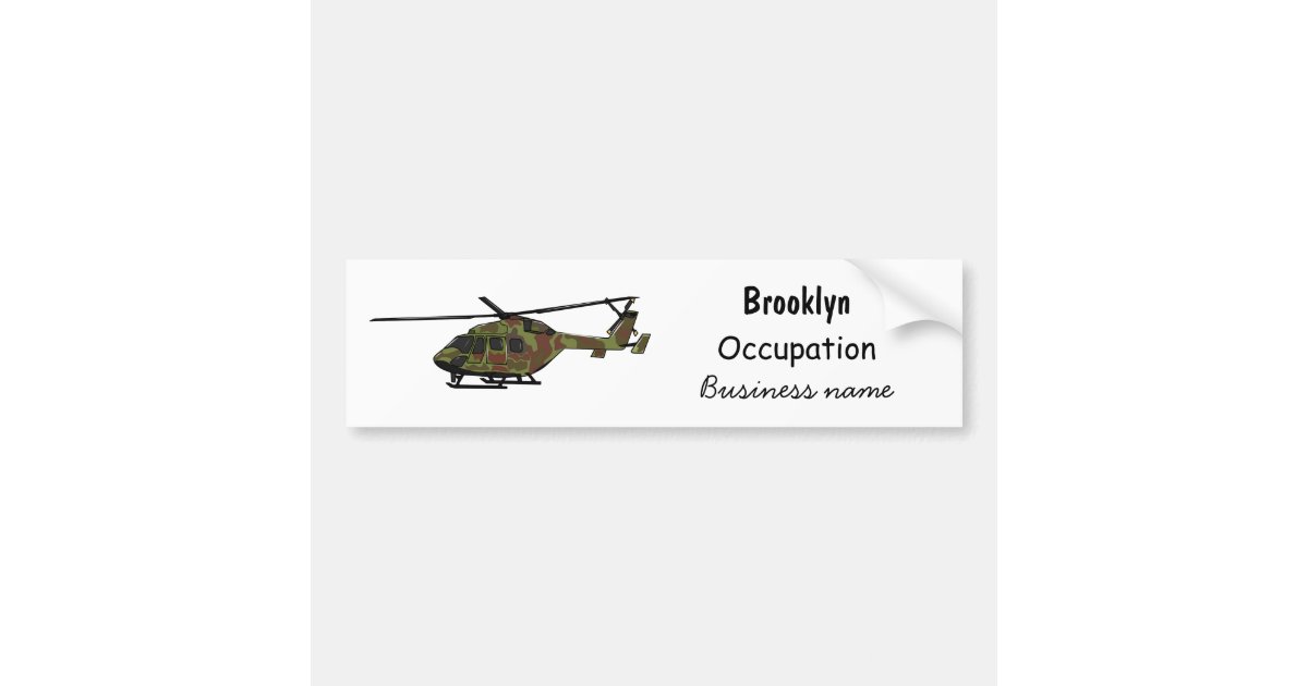 Army helicopter cartoon illustration bumper sticker | Zazzle