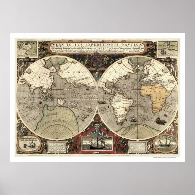 Around the World Drake Map - 1595 Poster | Zazzle