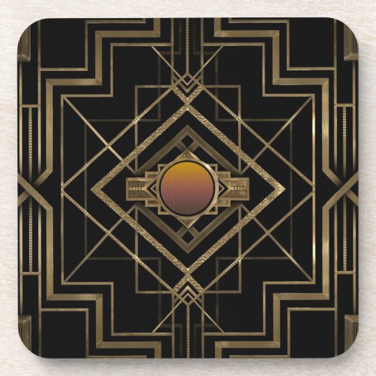 Art Deco Antique Gold Coaster | Zazzle.co.uk