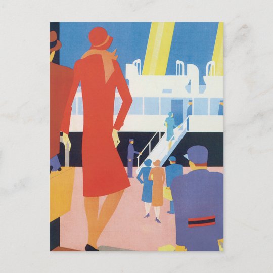 Art Deco Belgian Ferry Poster Postcard | Zazzle.co.uk