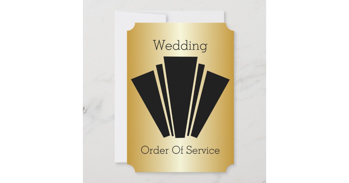 Art Deco Black And White Gold Wedding Program Invitation | Zazzle