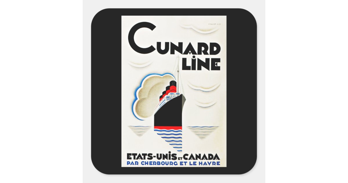 Art Deco Cunard Line Square Sticker | Zazzle