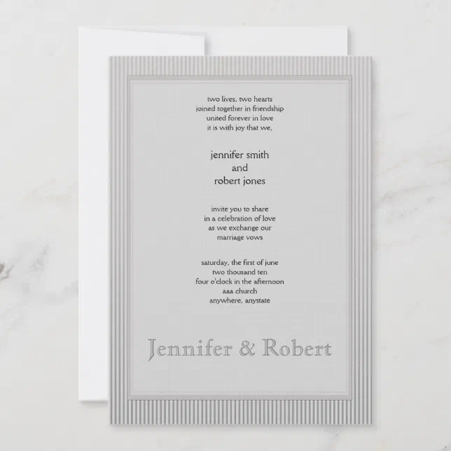 Art Deco Elegant Stripe Wedding Invitation | Zazzle