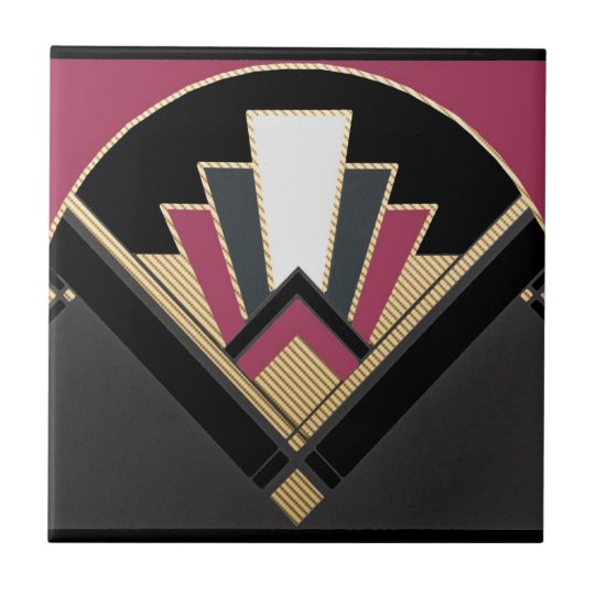 Art Deco Fan Style (Pink) Tile | Zazzle.co.uk