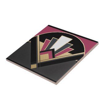 Art Deco Fan Style (Pink) Tile | Zazzle