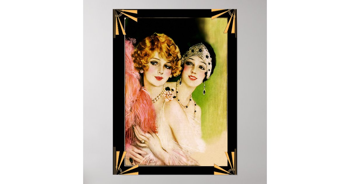 Art Deco Flapper ladies Poster. Poster | Zazzle