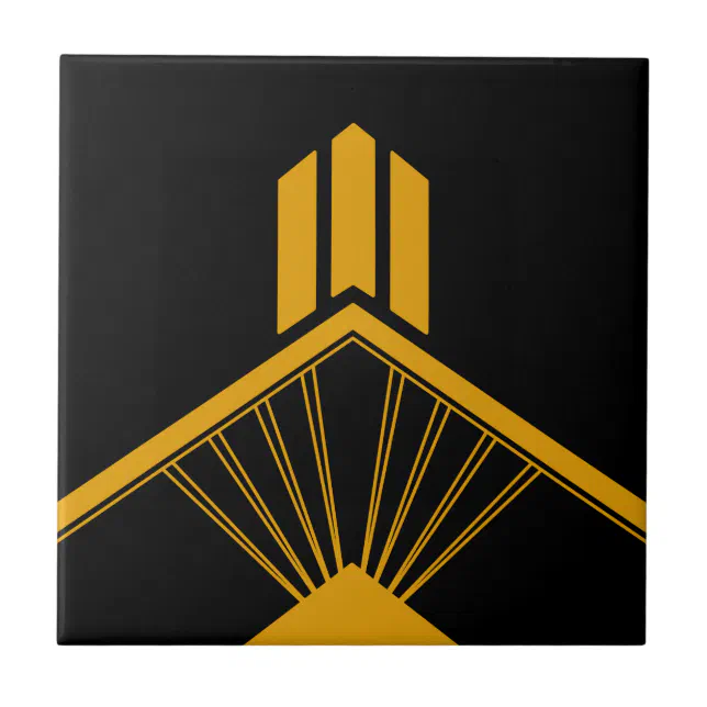 Art Deco Gold Mustard Geometric Border Black Tile | Zazzle