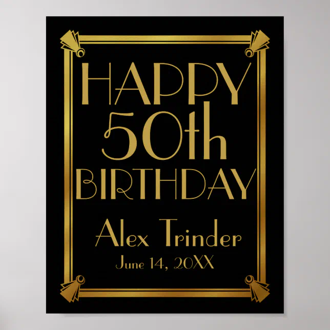 ART Deco Happy Birthday Print Roaring 20's Party | Zazzle