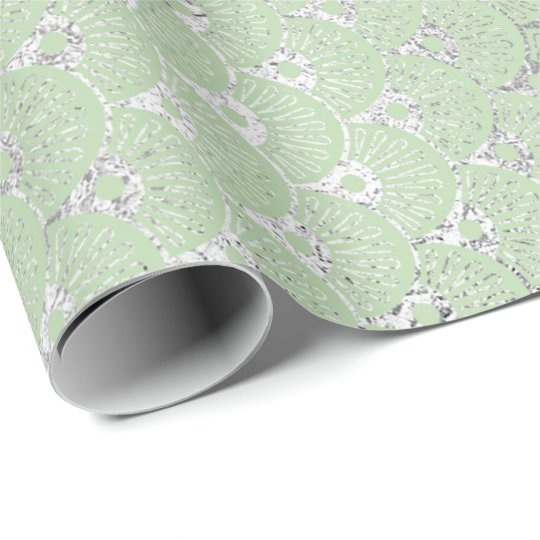 Art Deco Mint Green Silver Shells Vip Wrapping Paper | Zazzle.co.uk