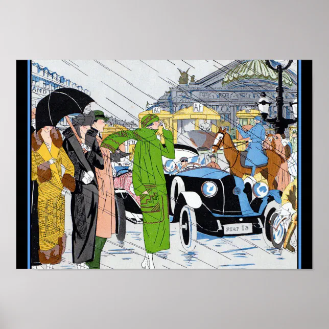 Art Deco Street Scene Poster | Zazzle