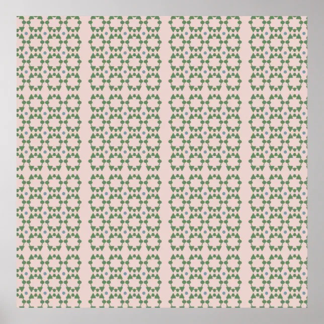 Art deco style blush pink and sage green poster | Zazzle