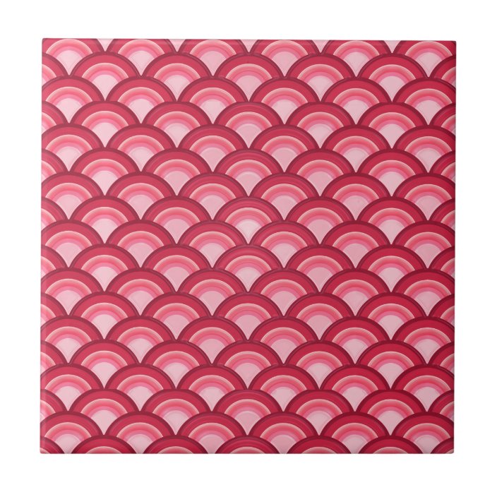 Art Deco wave pattern - red and fuchsia Tile | Zazzle.co.uk
