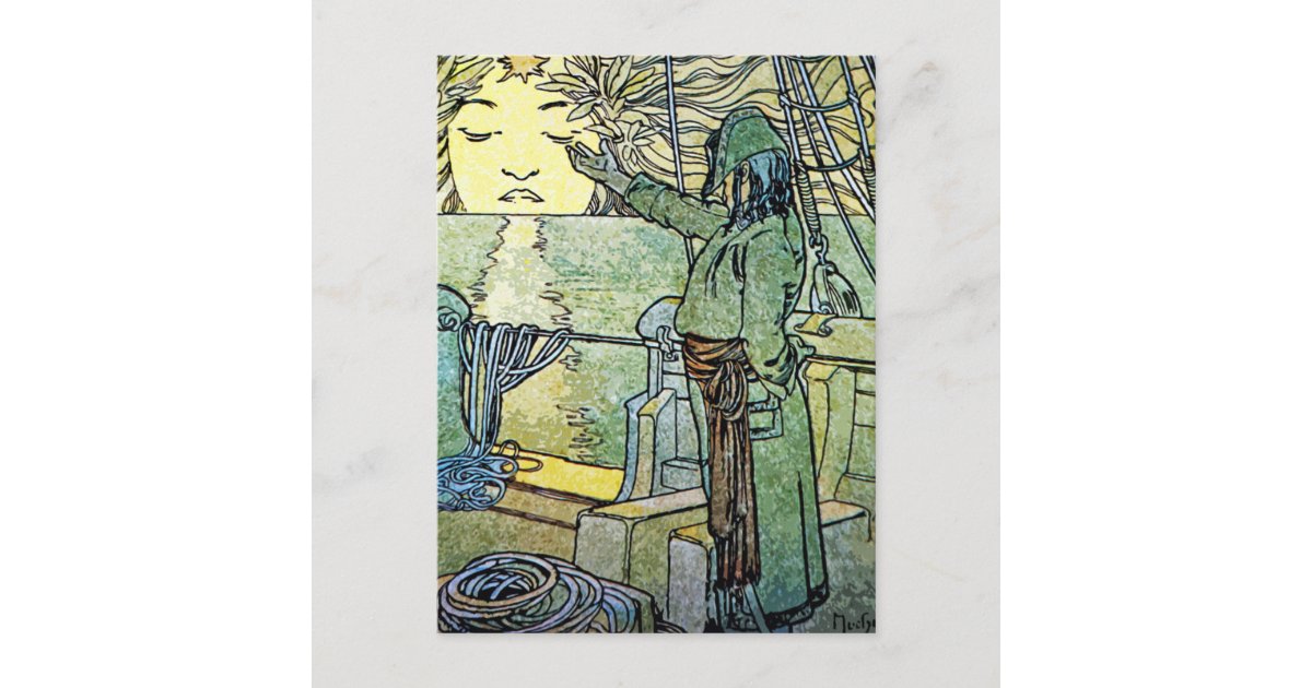Art Nouveau Postcard: Alphonse Mucha - Sun Postcard | Zazzle