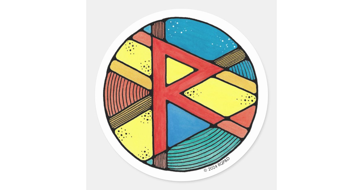 Art Nouveau Rune Raidho - BALANCE Classic Round Sticker | Zazzle