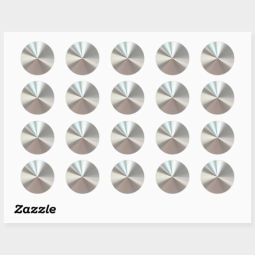 Artistic silver metal classic round sticker | Zazzle