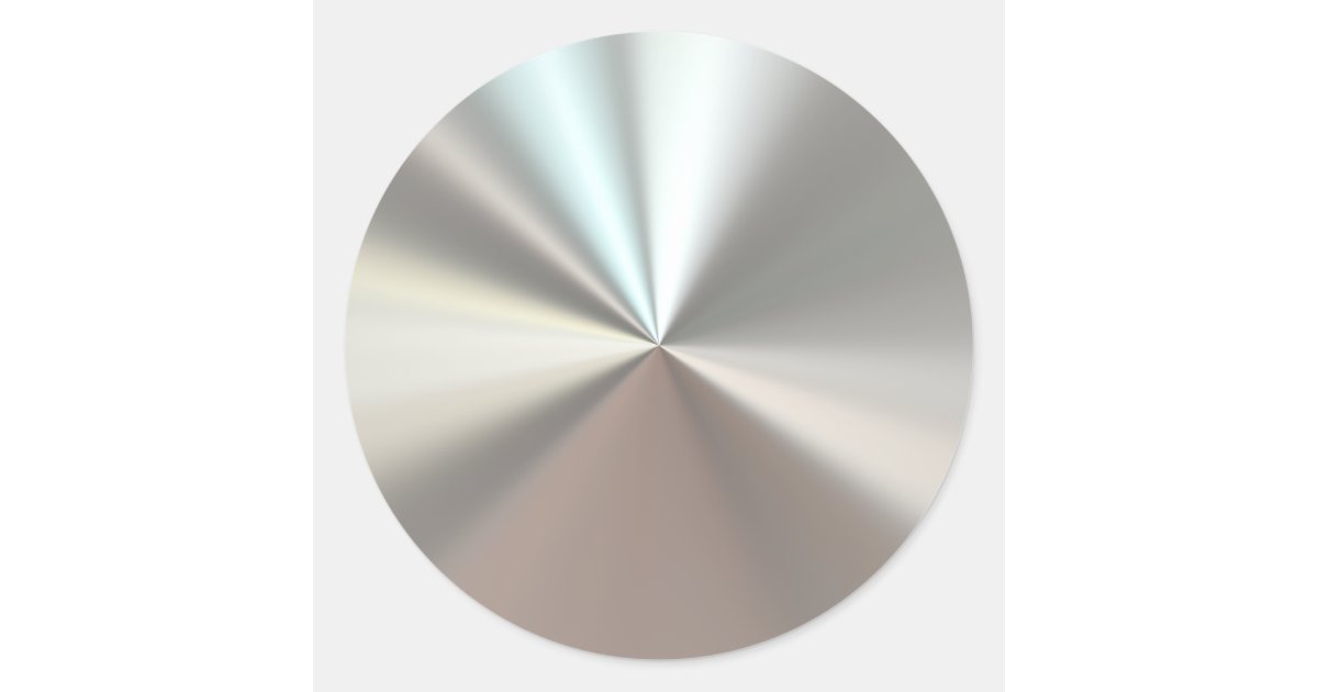 Artistic silver metal classic round sticker | Zazzle