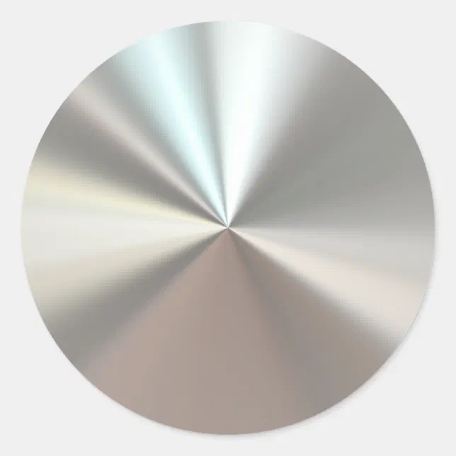 Artistic silver metal classic round sticker | Zazzle