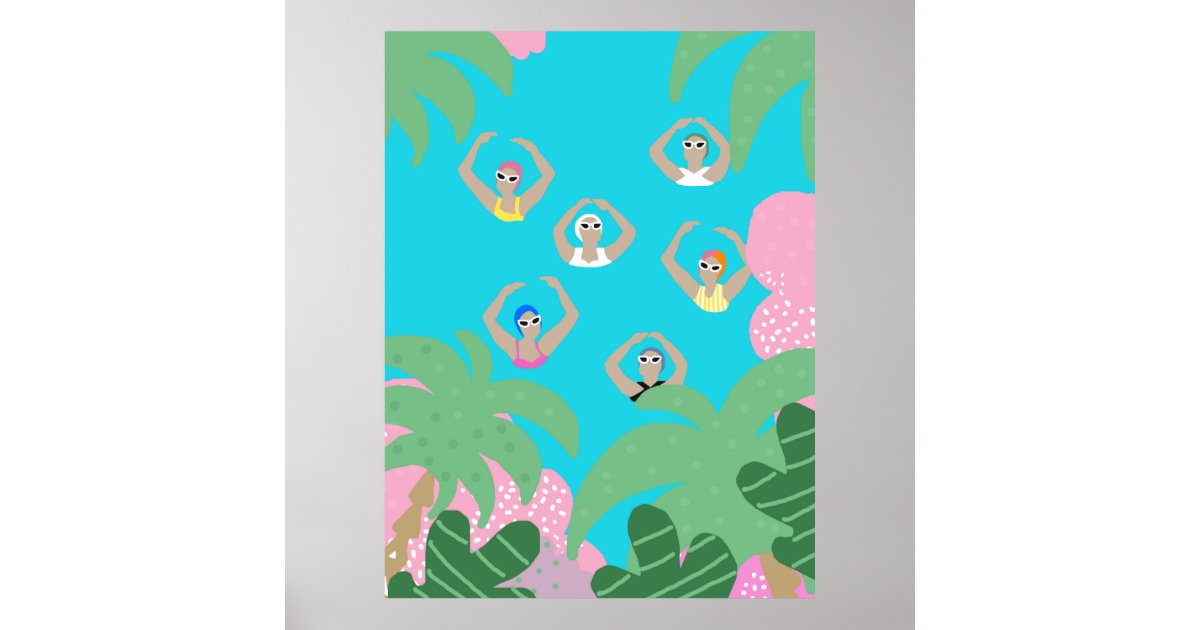 Artistic Swimmers | Artistic Swimming Illustration Poster | Zazzle