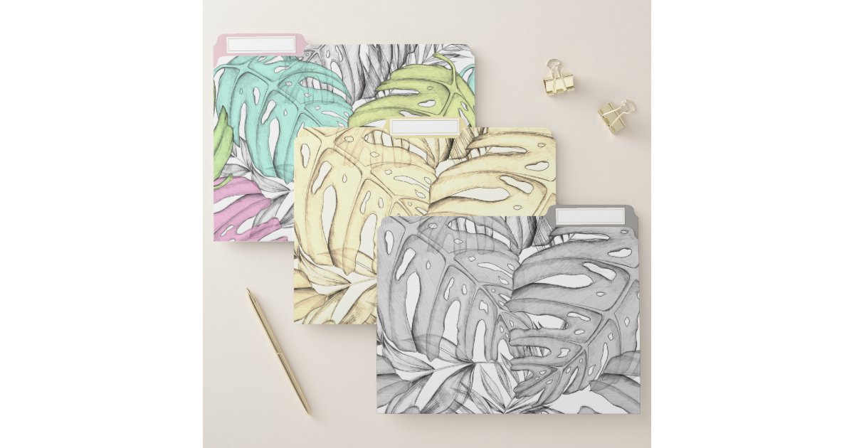 Artistic Tropical Leaves File Folders | Zazzle
