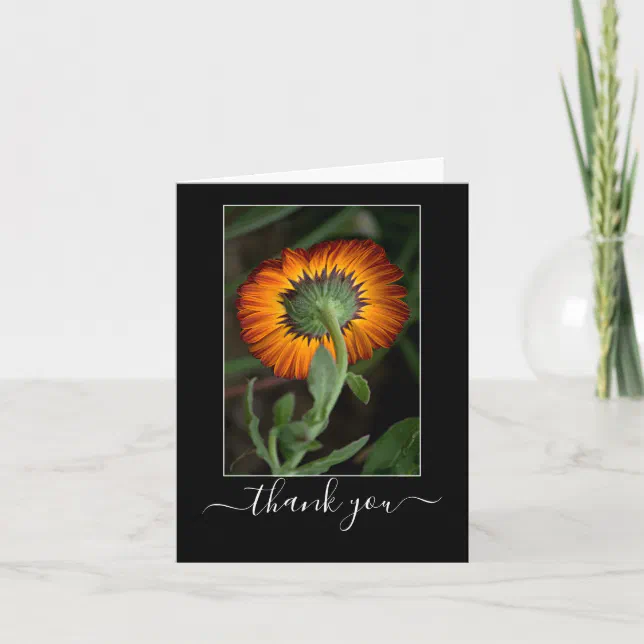 Artists Series: Orange Floral Art Thank you Note Card | Zazzle