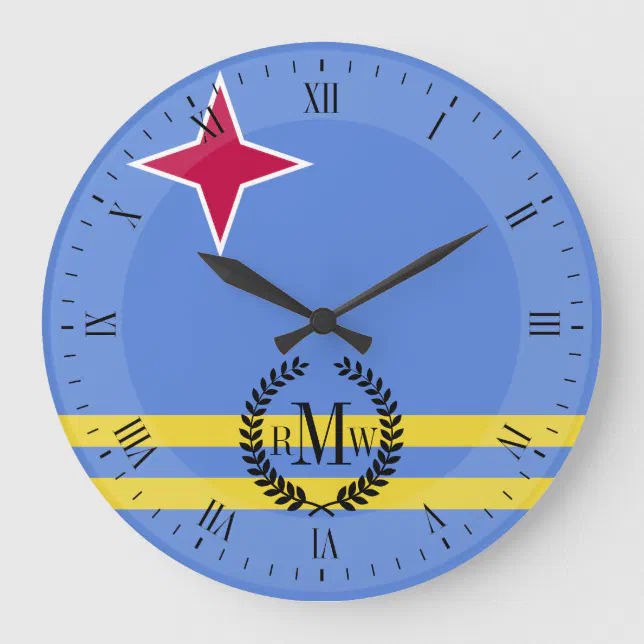Aruba flag large clock | Zazzle