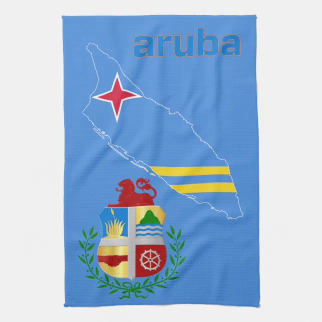 Aruba Flag Map & Emblem Tea Towel | Zazzle