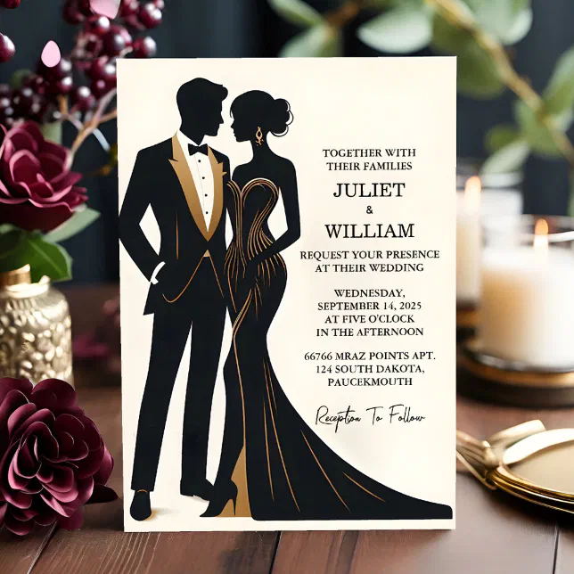 As Costume Men Adult Tuxedo Bold Black Tie Wedding Invitation | Zazzle
