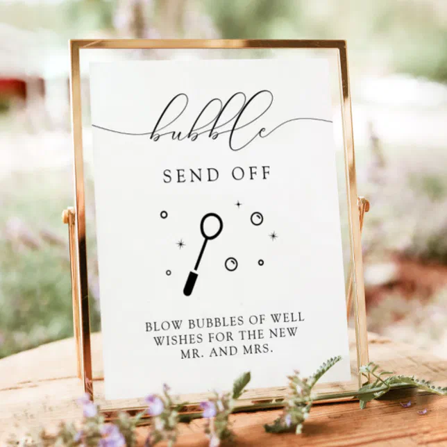 ASHER Calligraphy Bubble Send Off Wedding Sign | Zazzle