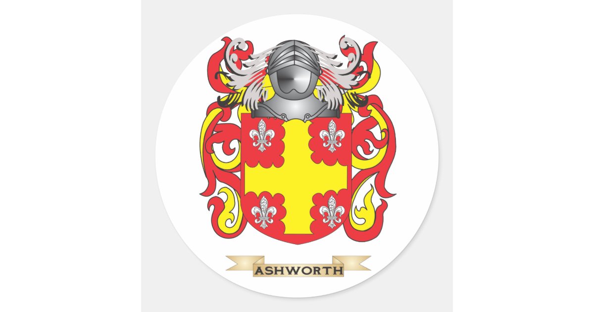 Ashworth Coat of Arms (Family Crest) Classic Round Sticker | Zazzle