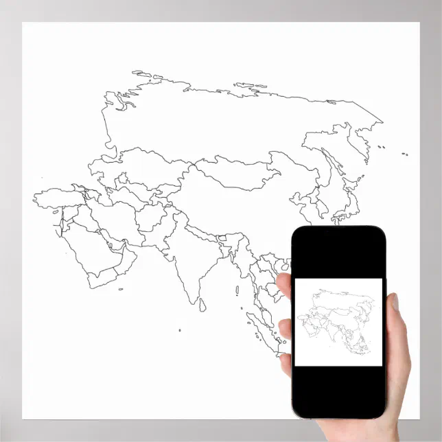 Asia Map Outline Poster | Zazzle