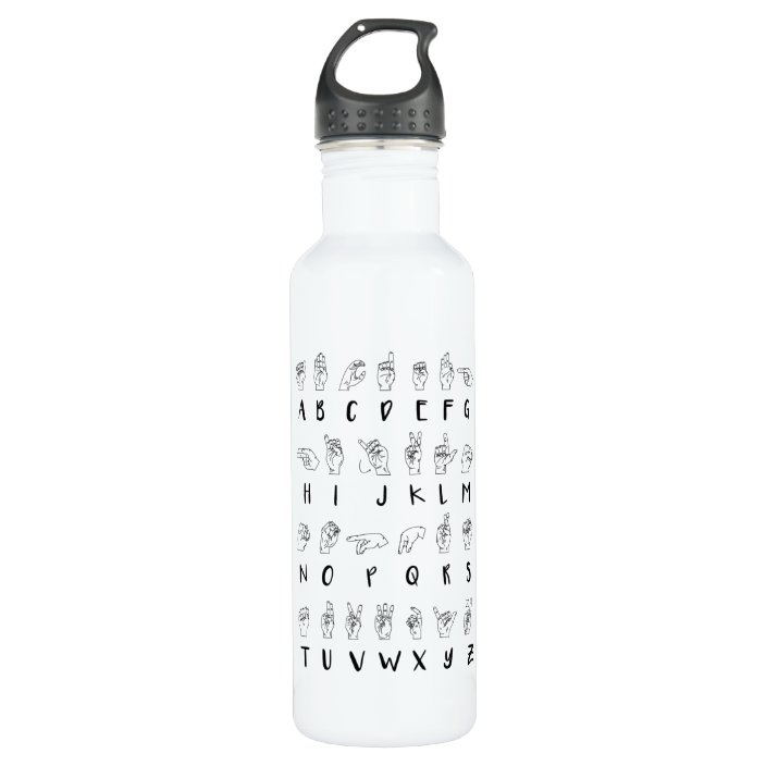 ASL Sign Language Alphabet Learner Gift 710 Ml Water Bottle | Zazzle.co.uk