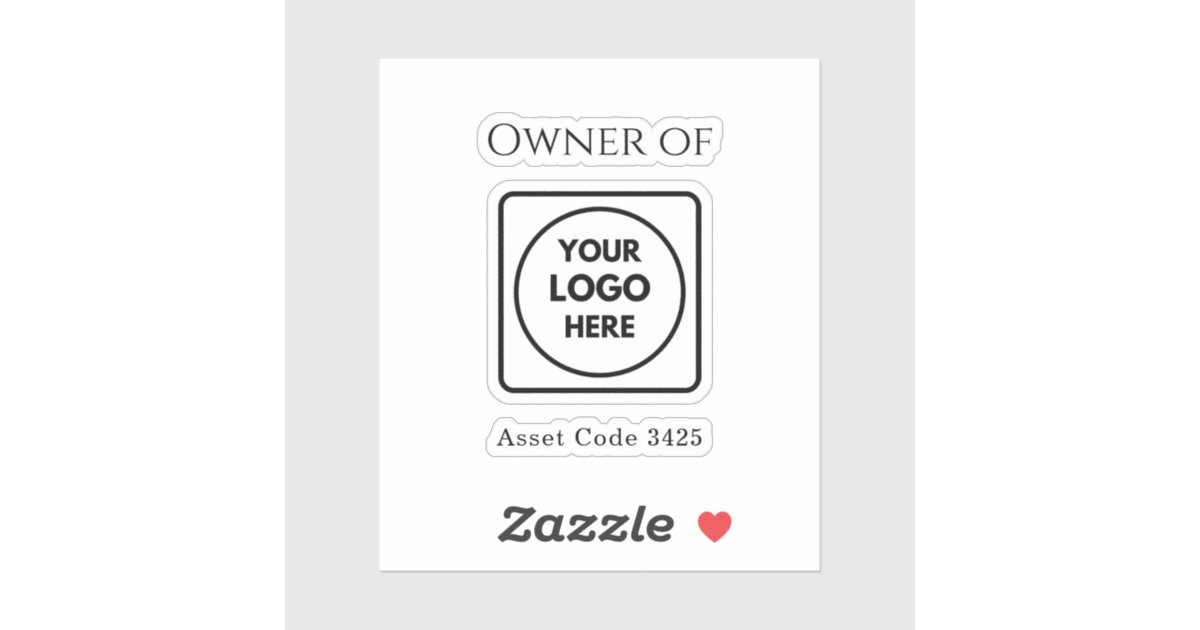 Asset ID Logo | Property of Company Label | Zazzle