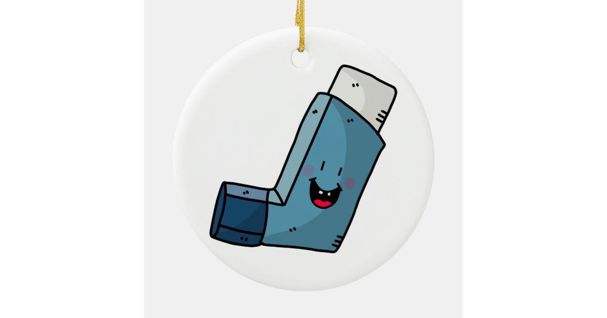 Asthma Inhaler happy cartoon Ceramic Tree Decoration | Zazzle