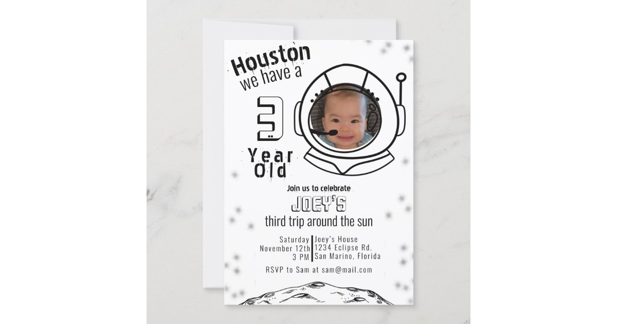 Astronaut Space Custom Photo Birthday Invitation | Zazzle