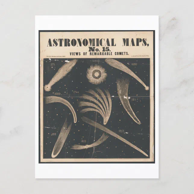 Astronomical Map View of Remarkable Comets Space Postcard | Zazzle