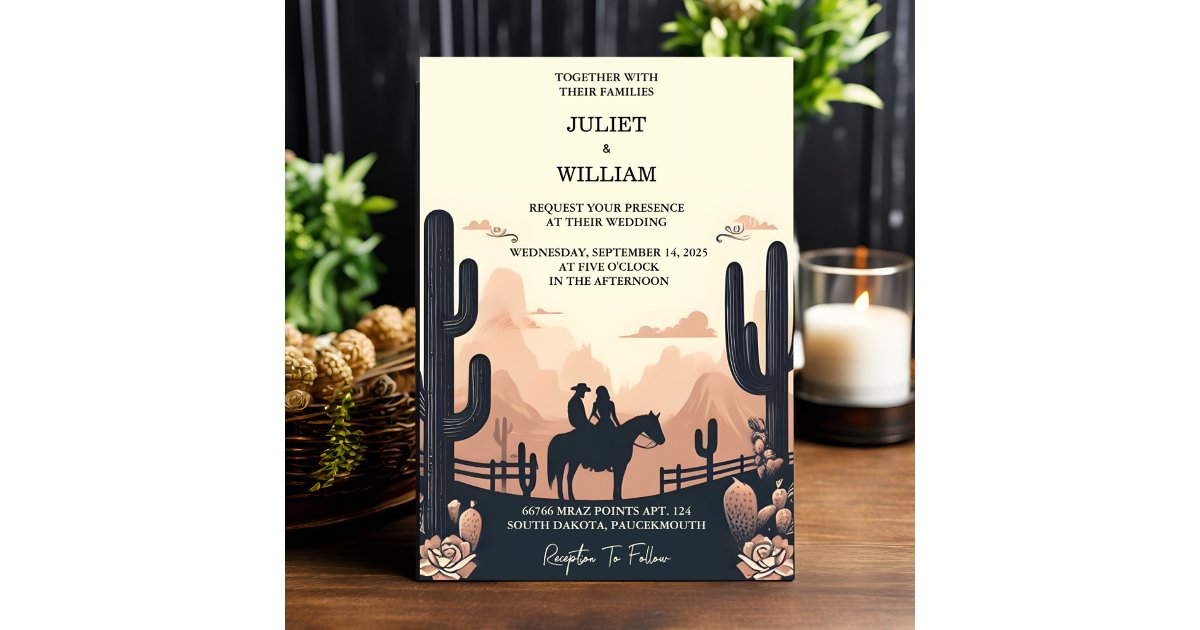 At Desert Rodeo Retro Horse Rustic Western Wedding Invitation | Zazzle