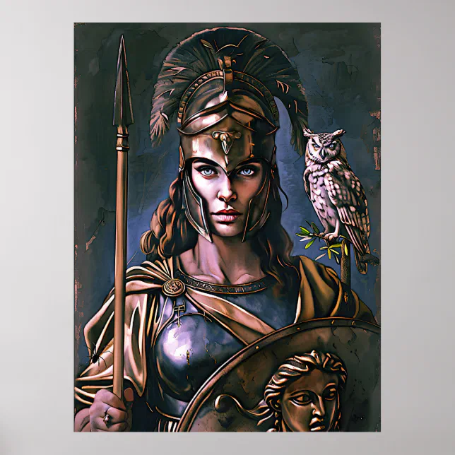 "Athena’s Fierce Loyalty" Colourful Portrait Poster | Zazzle