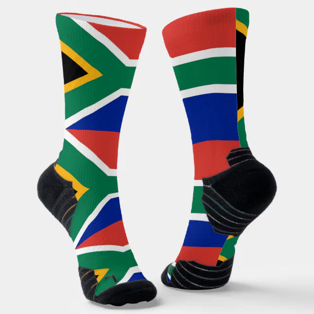 Athletic Crew Sock with flag of South Africa | Zazzle