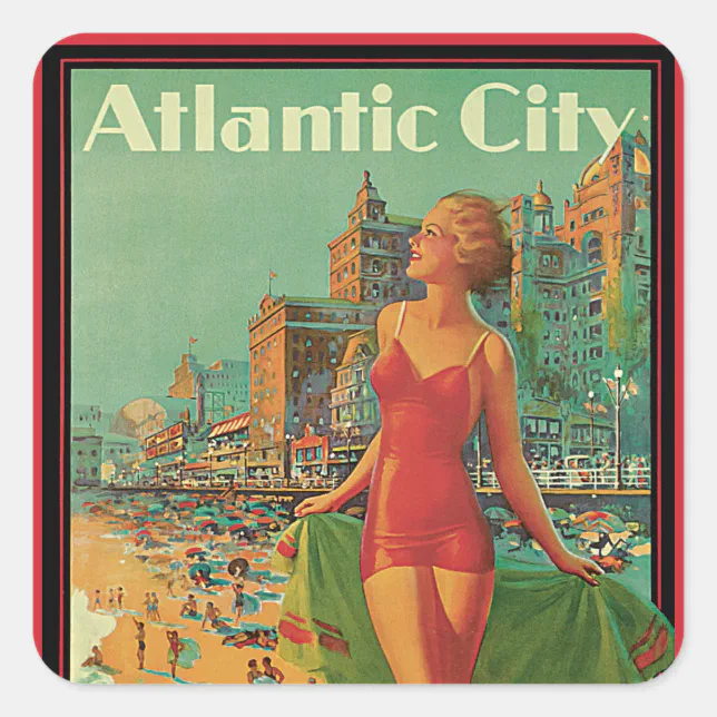 Atlantic City Resort, Pennsylvania Railroad Travel Square Sticker | Zazzle