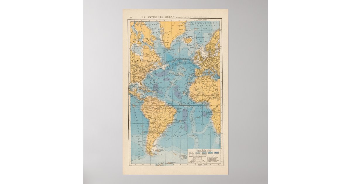 Atlantic Ocean Map Poster | Zazzle