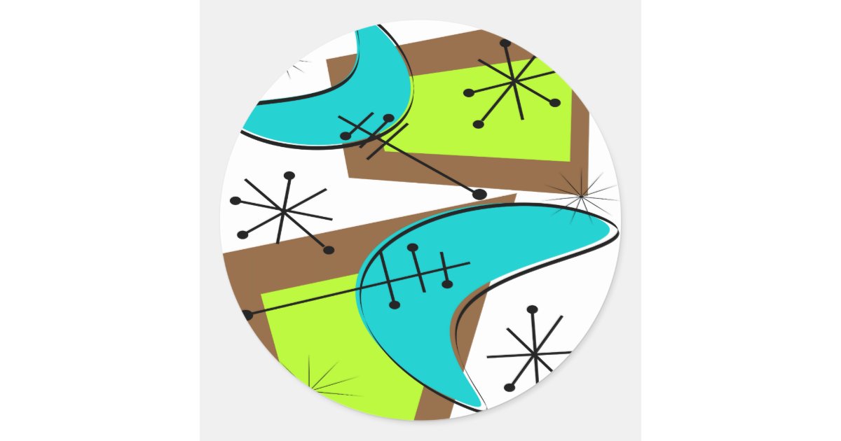 Atomic Era Inspired Boomerang Design Classic Round Sticker | Zazzle