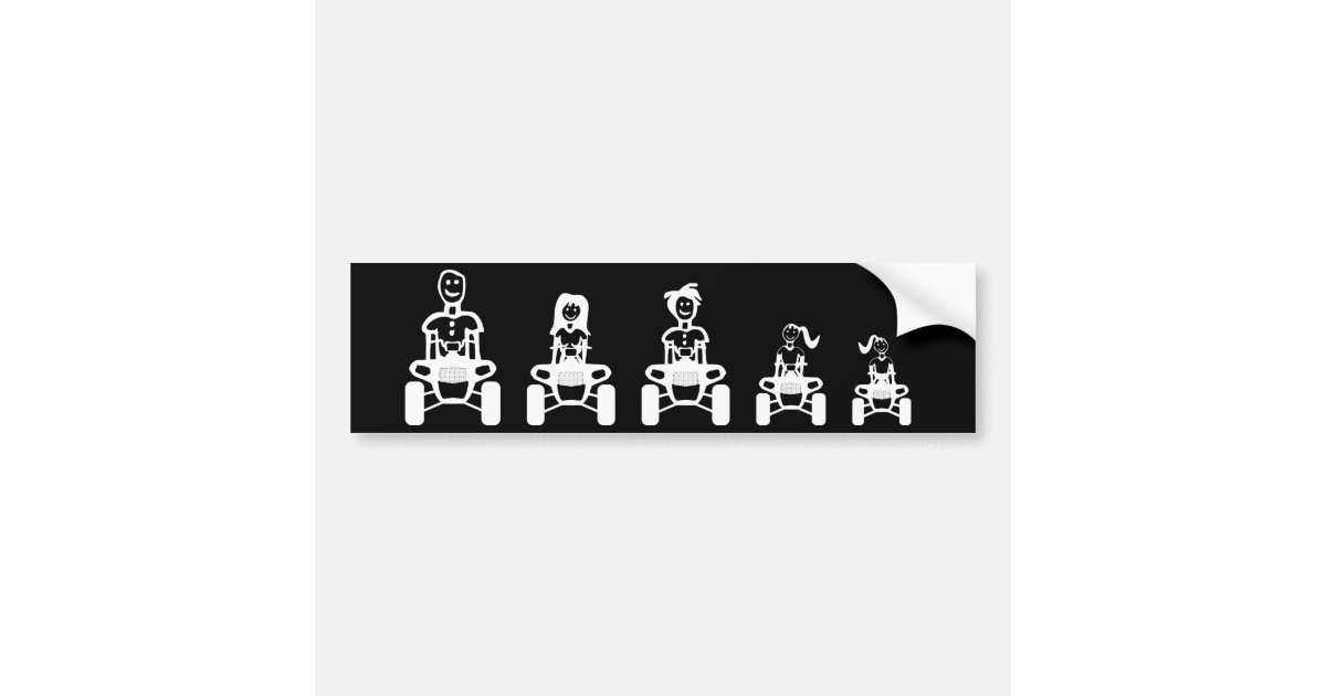 ATV Family Stick Figure Bumper Sticker | Zazzle