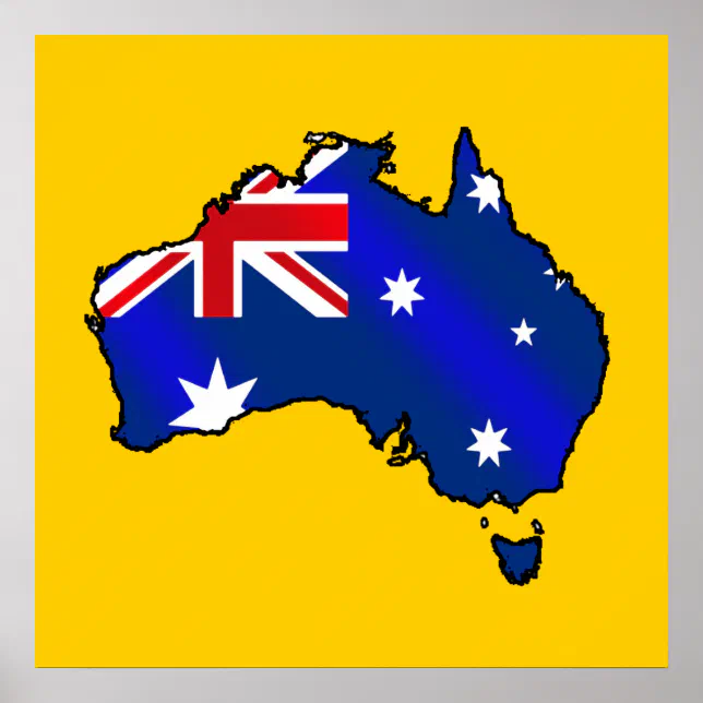 Aussie Map of Australia Oz flag gifts Poster | Zazzle