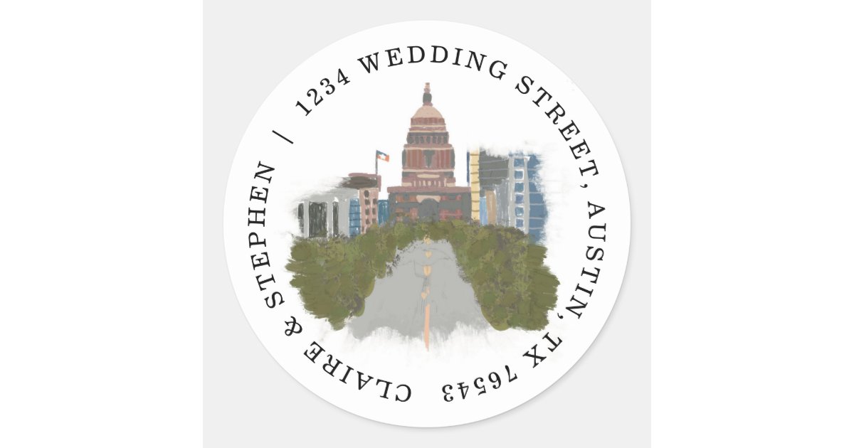 Austin Texas Return Address Classic Round Sticker | Zazzle
