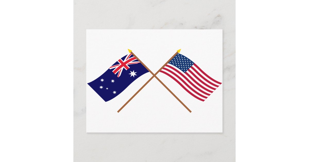 Australia and United States Crossed Flags Postcard | Zazzle