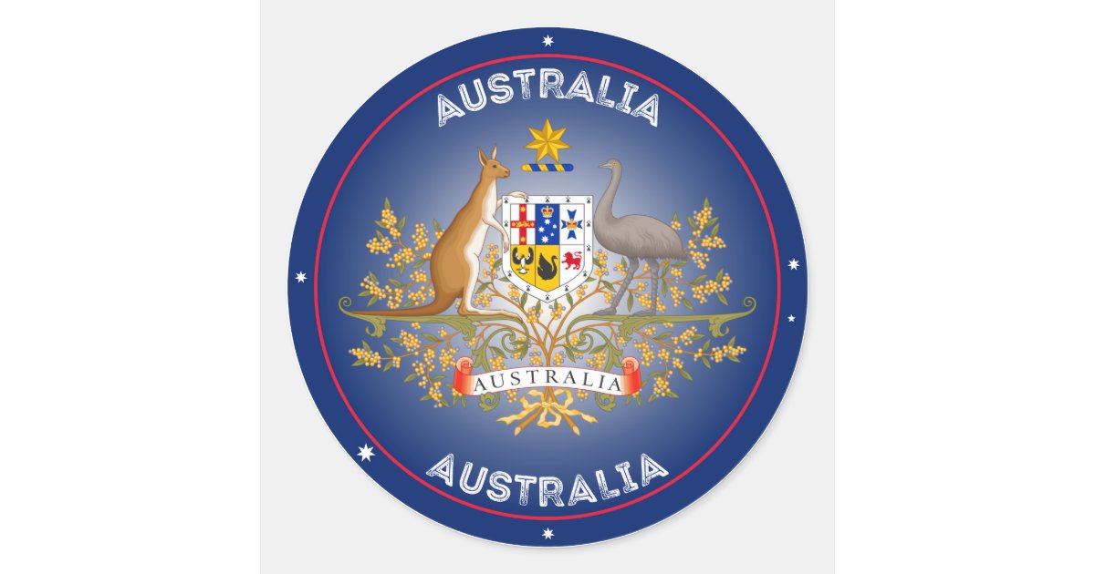 Australia Coat of Arms Circle Shape Classic Round Sticker | Zazzle